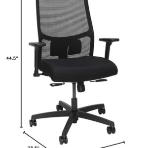 HON Office Desk Chair Ignition 2.0 - Office Chair Ergonomic Desk Chair, Home Office Desk Chairs, Adjustable Lumbar & Armrests, Seat-Slide, Back Support, Cushion, Swivel Wheels, Black