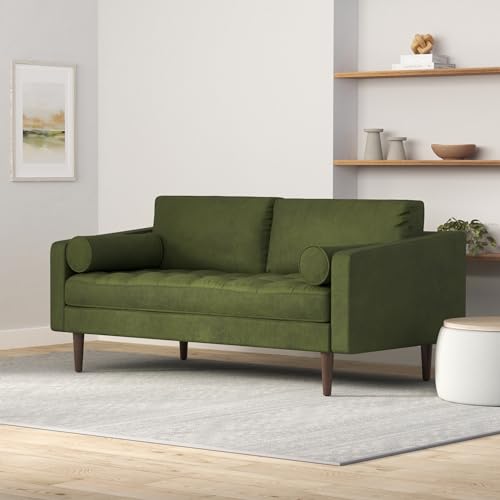 POLY & BARK Napa 72" Apartment Sofa, Distressed Green Velvet