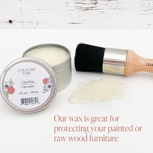 Furniture Wax - 100% Natural Sealant for Chalk Furniture Paint or Raw Wood, Light Protection, Easy to Apply, No Odor, Eco-Friendly - 7 Color Choices - Clear (4 oz)