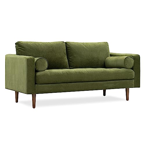 POLY & BARK Napa 72" Apartment Sofa, Distressed Green Velvet