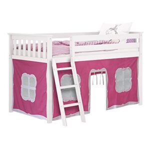 Max & Lily Underbed Curtain for Low Bunk Bed/Low Loft Bed, Play Curtain for Kids, Cotton Privacy Curtain for Bottom Bunk, 2 Panel Curtain Set Hot Pink/White