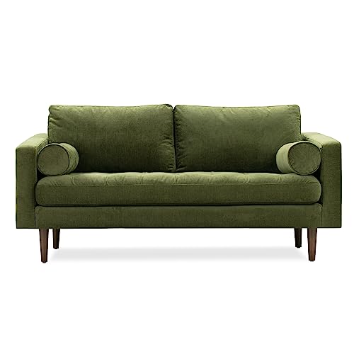 POLY & BARK Napa 72" Apartment Sofa, Distressed Green Velvet