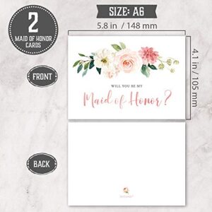 Hat Acrobat Bridesmaid Proposal Cards. 8 Will You Be My Bridesmaid and 2 Maid of Honor Cards with Envelopes. Set of 10 Elegant Floral Cards for the Bridal Party