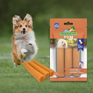 Himalayan Dog Chew Yak Cheese Dog Chews, Lactose Free & Grain Free, USA Made, For All Dog Breeds, Medium Density Cheese Chew, Resealable Pouch with 3 YUM Treats, Peanut Butter Flavor