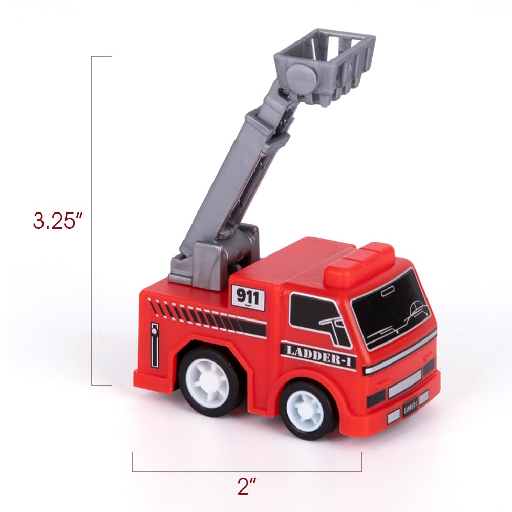 ArtCreativity Mini Pullback Fire Truck Toys (Bulk Pack of 24) Firefighter Birthday Party Supplies, Firetruck and Fireman Party Favors, Goodie Bag Fillers for Kids Ages 3+