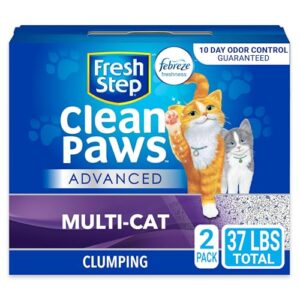 fresh step clean paws cat litter with febreze freshness, advanced multi-cat low-tracking clumping litter with guaranteed odor control, 37 lbs. (2 x 18.5 lb. box)