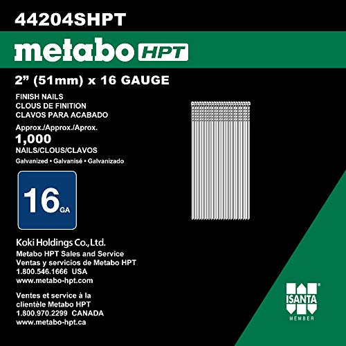 Metabo HPT Finish Nails | 2 Inch x 16 Gauge | Straight | 1,000 Count | 44204SHPT