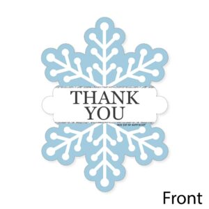 Big Dot of Happiness Winter Wonderland - Shaped Thank You Cards - Snowflake Holiday Party and Winter Wedding Thank You Note Cards with Envelopes - Set of 12