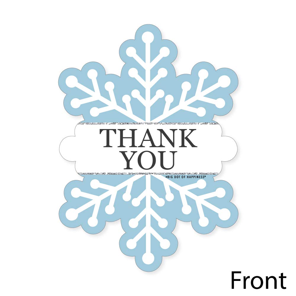 Big Dot of Happiness Winter Wonderland - Shaped Thank You Cards - Snowflake Holiday Party and Winter Wedding Thank You Note Cards with Envelopes - Set of 12