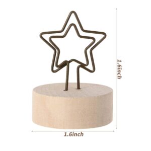 YBB 12 Pcs Christmas Wooden Base Place Card Holder, Xmas Tree Star Gift Shaped Picture Memo Note Photo Clip Number Holder Table Card for Christmas Party Wedding Home Bar Decoration