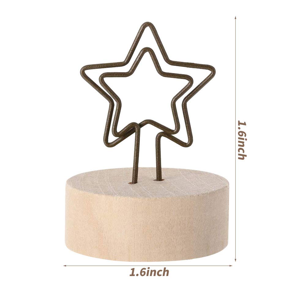 YBB 12 Pcs Christmas Wooden Base Place Card Holder, Xmas Tree Star Gift Shaped Picture Memo Note Photo Clip Number Holder Table Card for Christmas Party Wedding Home Bar Decoration