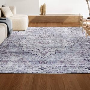 jonathan y wsh102a-4 didim boho gray medallion machine washable indoor bohemian transitional area rug,high traffic,kitchen,living room,backyard,non shedding,4 x 6,gray/purple