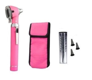 tufail compact pocket size fiber ent optic mini otoscope pink color