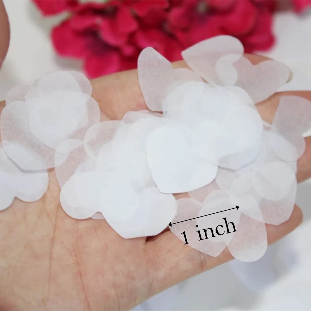 White Tissue Paper Heart Confetti 1 inch Biodegradable Confetti Paper for Wedding Party Filled Balloon or Table Decor Pack of 4000