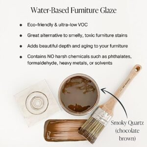 Furniture Glaze - Antique Patina Special Effects Glaze for Chalk Style Furniture Paint, Eco-Friendly Wood Stain, 6 Color Choices - Smoky Quartz [Chocolate Brown] - (4 oz)