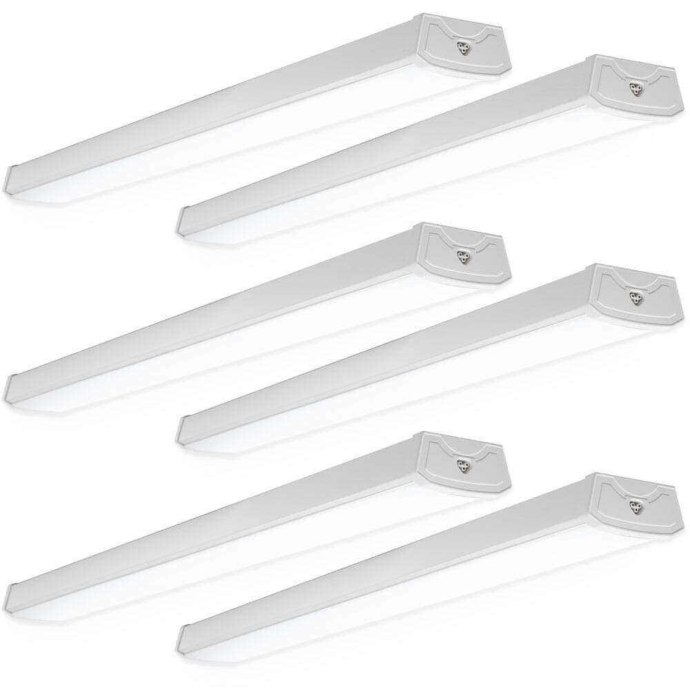 Sunco 6 Pack LED Wraparound Light Fixture 4FT, Garage Ceiling Lights, Linkable 40W=300W, 3500 LM, 6000K Daylight Deluxe, Hardwired, Surface Mount, Workshop Utility Light ETL