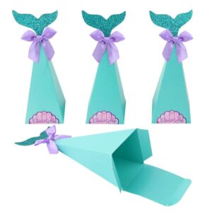 20 pcs mermaid party boxes with thank you stickers candy gift bags for kids mermaid theme party supplies