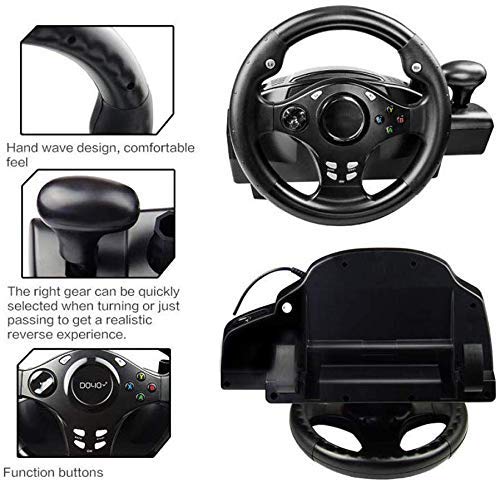 Racing Wheel,Feedback Driving Force Racing Wheel with Responsive Pedals for PS4,PS3,PC,X-one,X-360,Switch,Android