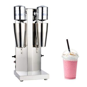 electric milkshake maker, 110v 18000rmp commercial stainless steel drink mixer machine smoothie malt blender with 2 speed adjustable (double head)