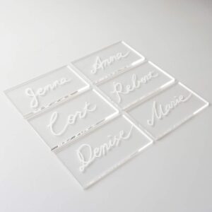 25 Pcs Clear Acrylic Wedding Place Cards, Blank Rectangle Acrylic Name Cards Handwritten Calligraphy Seating Cards Escort Cards and Wedding Table Decor, 3 1/2 x 2 inch