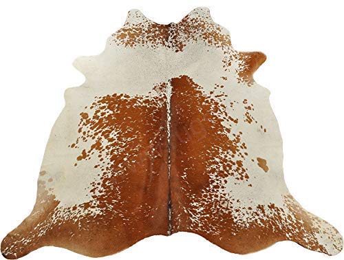 Brown and White Cowhide Rug Natural Cow Skin Cow Hide Leather Area Rug Hair On, 5 ft X 6 ft Premium Brown White Large