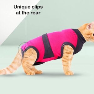 MAXX Cat Post Surgery Suit – Breathable Cat Onesie Surgical Recovery Suit for Wounds – E-Collar Alternative (Pink Grey, XS)