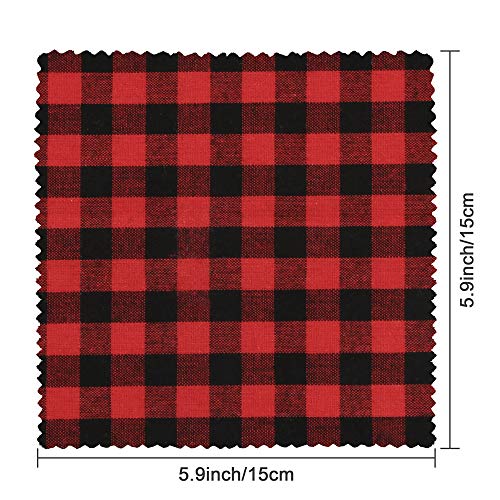 Caydo 20 Pieces Christmas Fabric Squares, 5.9 Inch Christmas Charm Packs 10 Patterns Polyester Cotton Plaid Fabric Squares for Garlands, Christmas Decoration