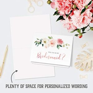 Hat Acrobat Bridesmaid Proposal Cards. 8 Will You Be My Bridesmaid and 2 Maid of Honor Cards with Envelopes. Set of 10 Elegant Floral Cards for the Bridal Party