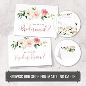 Hat Acrobat Bridesmaid Proposal Cards. 8 Will You Be My Bridesmaid and 2 Maid of Honor Cards with Envelopes. Set of 10 Elegant Floral Cards for the Bridal Party