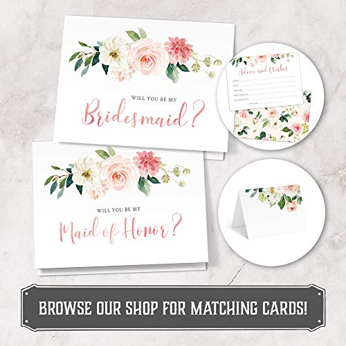 Hat Acrobat Bridesmaid Proposal Cards. 8 Will You Be My Bridesmaid and 2 Maid of Honor Cards with Envelopes. Set of 10 Elegant Floral Cards for the Bridal Party