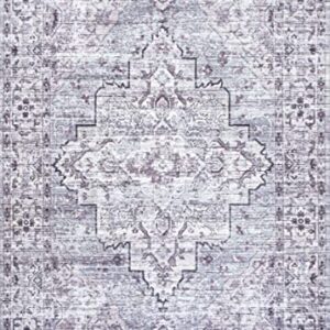 JONATHAN Y WSH102A-4 Didim Boho Gray Medallion Machine Washable Indoor Bohemian Transitional Area Rug,High Traffic,Kitchen,Living Room,Backyard,Non Shedding,4 X 6,Gray/Purple