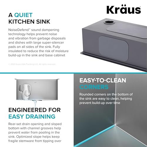 KRAUS Kore 17-Inch Undermount Workstation 16 Gauge Single Bowl Stainless Steel Bar Kitchen Sink with Accessories, KWU111-17