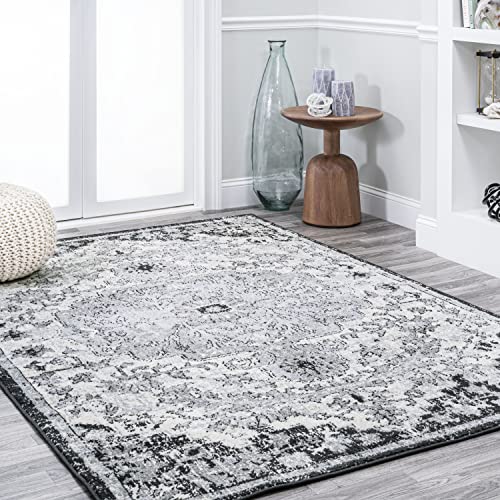 JONATHAN Y BMF112A-4 Anaise Ornate Boho Medallion Indoor Area-Rug Bohemian Floral Easy-Cleaning High Traffic Bedroom Kitchen Living Room Non Shedding, 4 X 6, Gray/Black/Cream