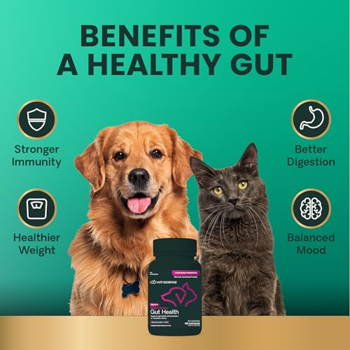 VetriScience Vetri Mega Probiotics for Dogs & Cats, 7.5 Billion CFU â€“ 8-Strain Cat & Dog Probiotics for Digestive Health, Gut Health, Immune Support & Seasonal Allergies â€“ 180 Capsules