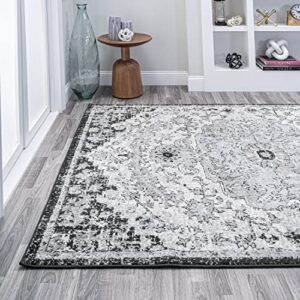 JONATHAN Y BMF112A-4 Anaise Ornate Boho Medallion Indoor Area-Rug Bohemian Floral Easy-Cleaning High Traffic Bedroom Kitchen Living Room Non Shedding, 4 X 6, Gray/Black/Cream