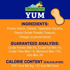 Himalayan Dog Chew Yak Cheese Dog Chews, Lactose Free & Grain Free, USA Made, For All Dog Breeds, Medium Density Cheese Chew, Resealable Pouch with 3 YUM Treats, Peanut Butter Flavor