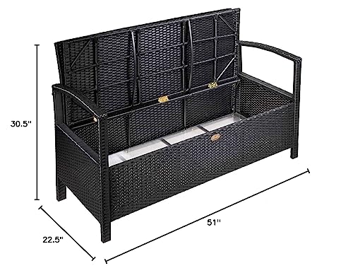 Barton Deck Box w/Thick Seat Cushion Outdoor Patio Storage Bench Shed Cabinet Container Furniture Pools Yard Tools Porch Backyard