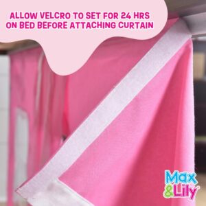 Max & Lily Underbed Curtain for Low Bunk Bed/Low Loft Bed, Play Curtain for Kids, Cotton Privacy Curtain for Bottom Bunk, 2 Panel Curtain Set Hot Pink/White