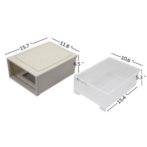 Obstnny Plastic Storage Drawer Unit, Stacking Storage Bin, 2 Packs, 17.8 Quart