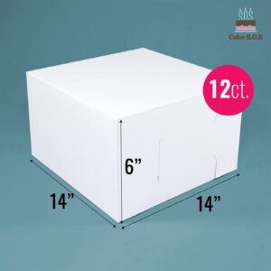 14x14x6 White Cake box, Premium Bakery Boxes, One piece, Perfect for packaging and selling cakes, donuts, cookies, and muffins, Pack of 12