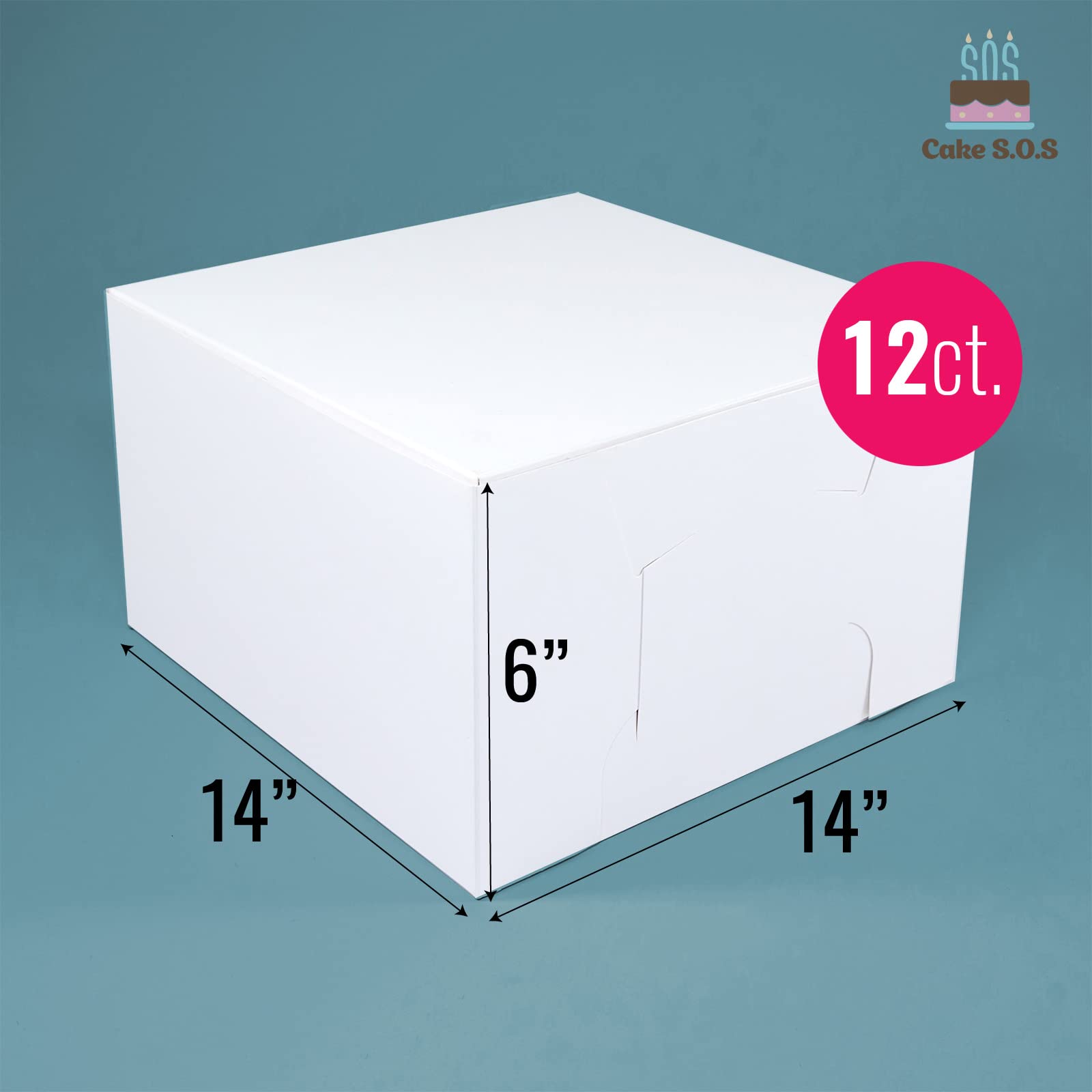 14x14x6 White Cake box, Premium Bakery Boxes, One piece, Perfect for packaging and selling cakes, donuts, cookies, and muffins, Pack of 12