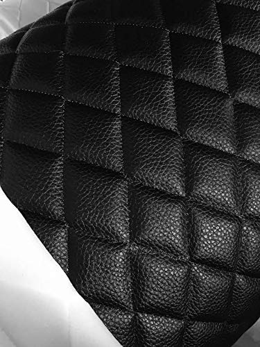 LUVFABRICS Diamond Quilted Faux Leather Vinyl Foam Backed- Automotive, Headliner, Furniture Upholstery, DIY Projects, Headboards, Home Decor & More! 54" Wide (Black)