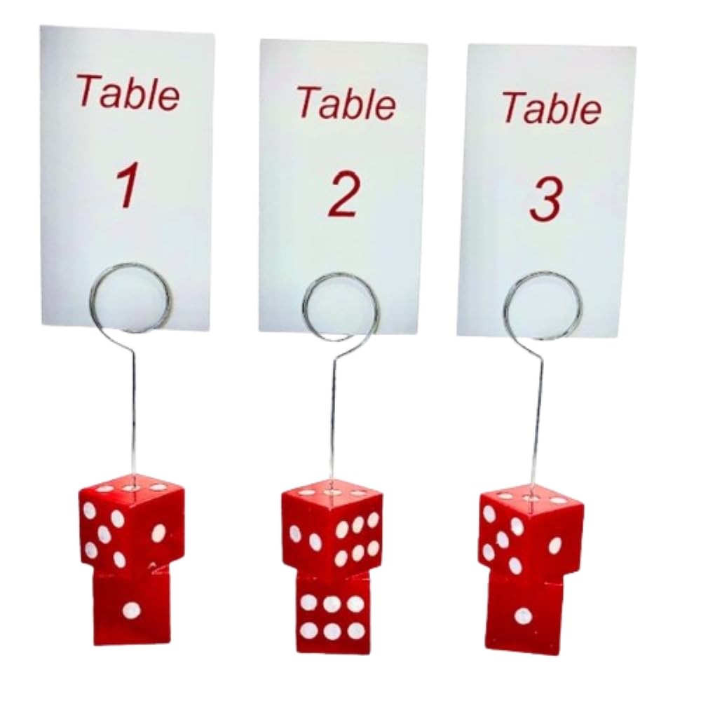 Bunco Dice Table Number Stands - Premium Acrylic Finish Casino Place Card Holders with Number 1, 2, and 3. Perfect for Casino Weddings or Bunco Game Kit Supplies. Small USA business.