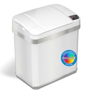 itouchless 2.5 gallon trash cans with absorbx odor filter, 2 gal sensor pearl white