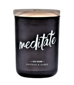 dw home zen spa-style scented candle saffron + amber - meditate theme in frosted black jar, 7.4 oz.