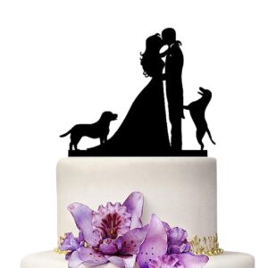 yami cocu wedding cake toppers dogs black acrylic cake topper of engagement and wedding with bride and groom