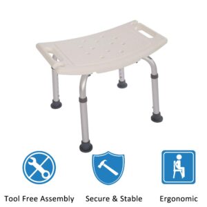 Binrrio Elderly Bath Chair Shower Seat Adjustable Height Transfer Bench Bathtub Chair for Seniors, Adults, Pregnant Women 20'' L x 12''W (White)