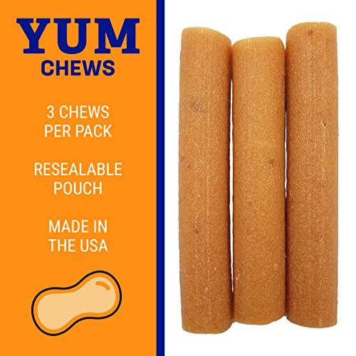 Himalayan Dog Chew Yak Cheese Dog Chews, Lactose Free & Grain Free, USA Made, For All Dog Breeds, Medium Density Cheese Chew, Resealable Pouch with 3 YUM Treats, Peanut Butter Flavor