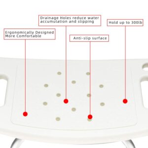 Binrrio Elderly Bath Chair Shower Seat Adjustable Height Transfer Bench Bathtub Chair for Seniors, Adults, Pregnant Women 20'' L x 12''W (White)