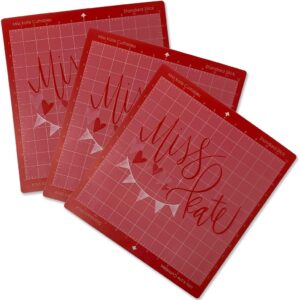 mk mat for cricut silhouette - 12"x12" - new & improved (wider & better markings) - standard stick pink cutting mat (3 pack) - by miss kate cuttables